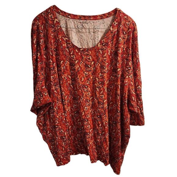 Woman Within | Tops | Woman Withinred Floral Paisley Scoop Neck Tshirt ...